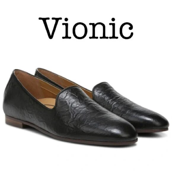 Vionic | Shoes | Nwob Vionic Sz 95 Wide Willa Black Crinkle Nappa ...